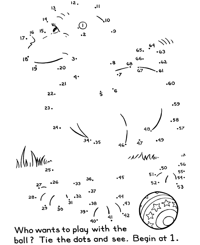 Dot to Dot Coloring Activity Pages Monkey And Ball Connect The Dots 